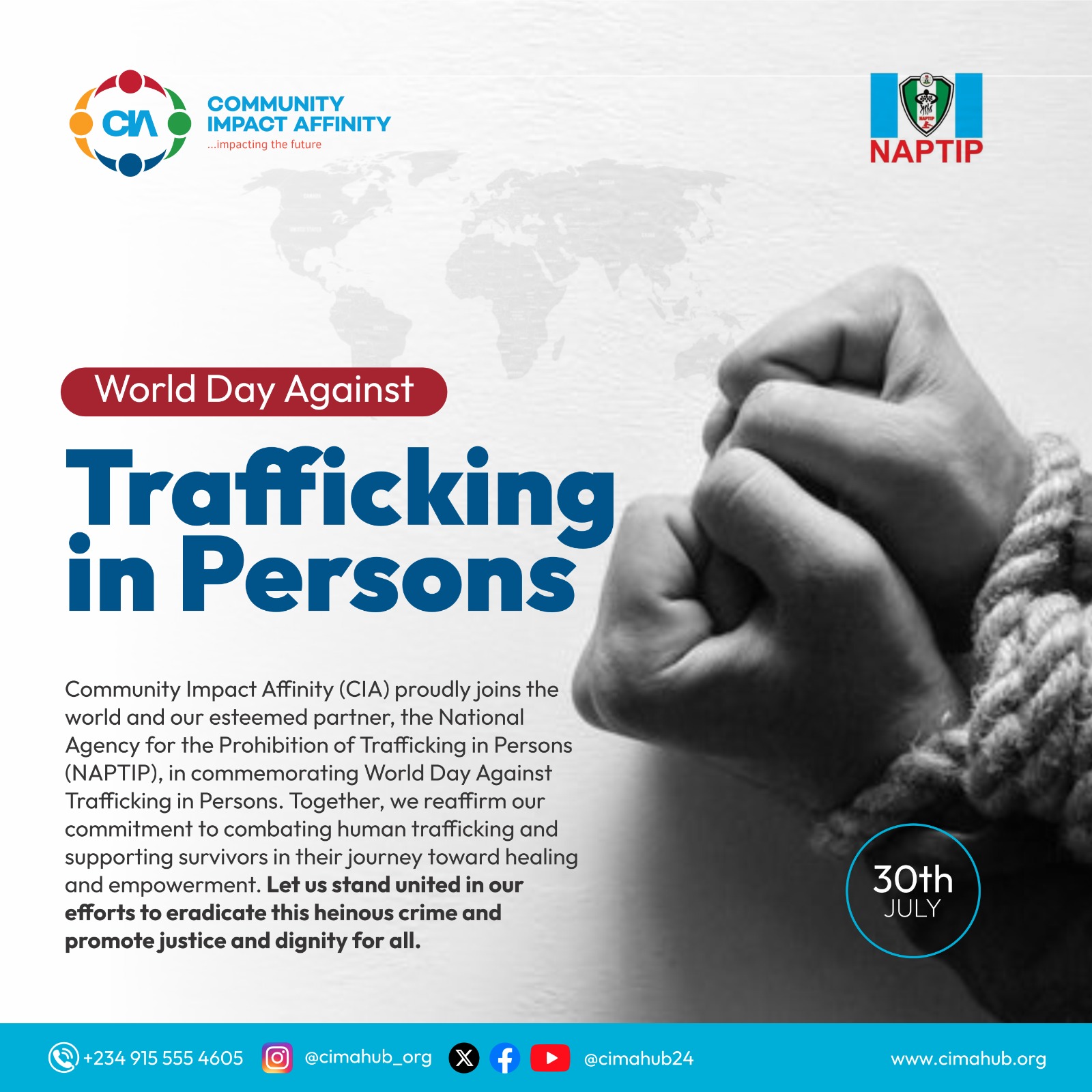 CIA commemorating World Day Against Trafficking in Persons. Reaffirms commitment to combating ...